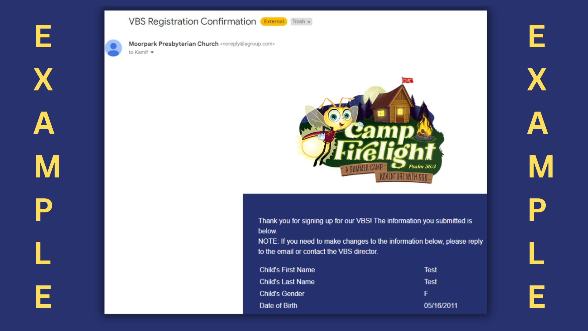 Parents- Have you received a “VBS Registration Confirmation” email ...